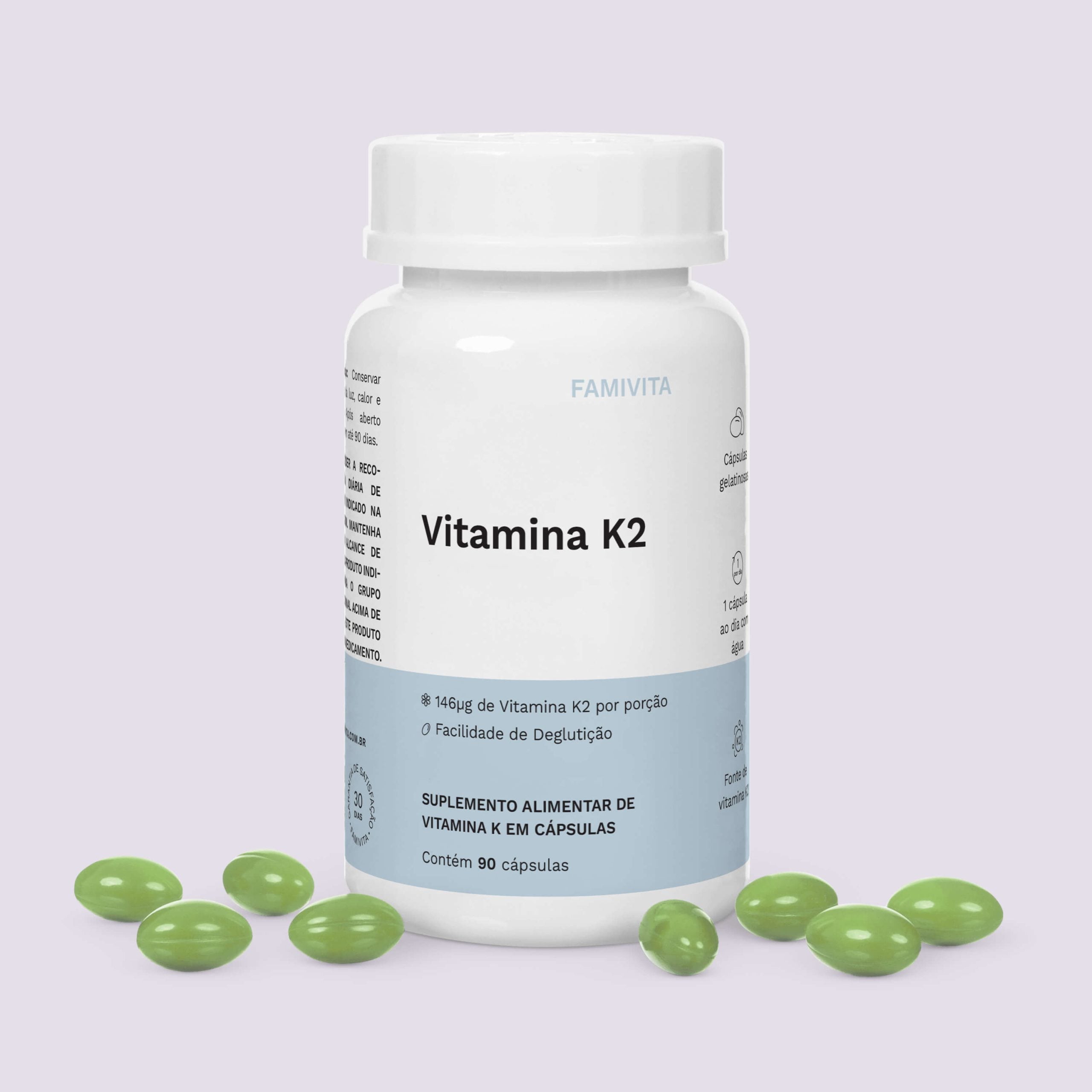 Vitamina K2 - 90 Caps - Saúde Óssea e Cardiovascular | Famivita