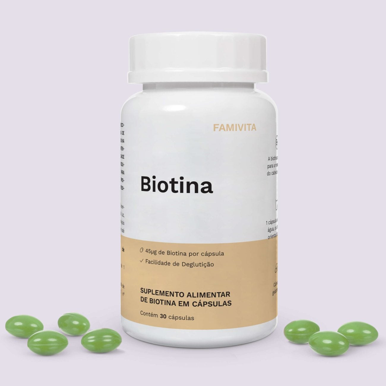 Biotina - 30 Cápsulas - Saúde Cutânea e Capilar | Famivita