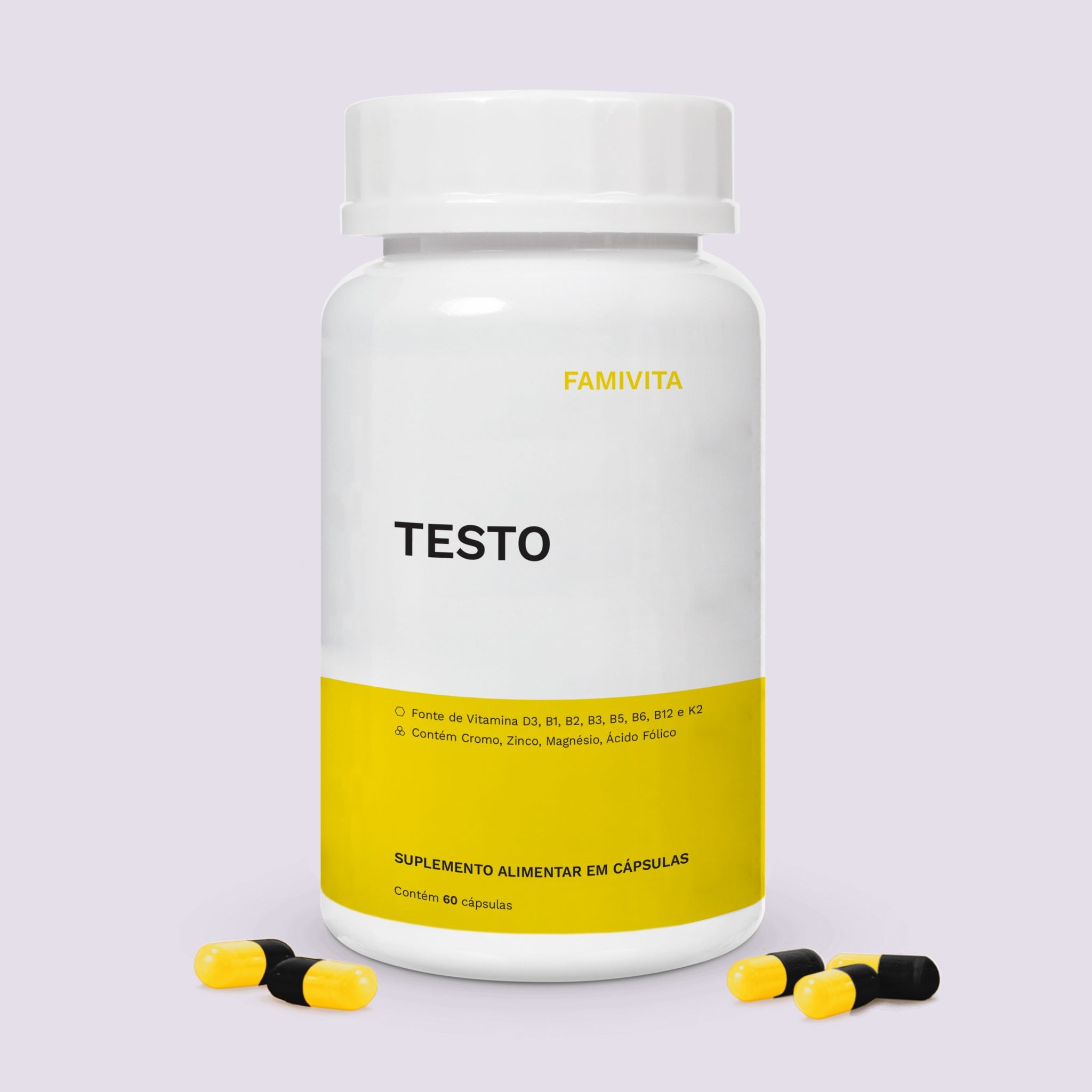 TESTO - 60 Cápsulas - Vigor Físico e Mental | Famivita
