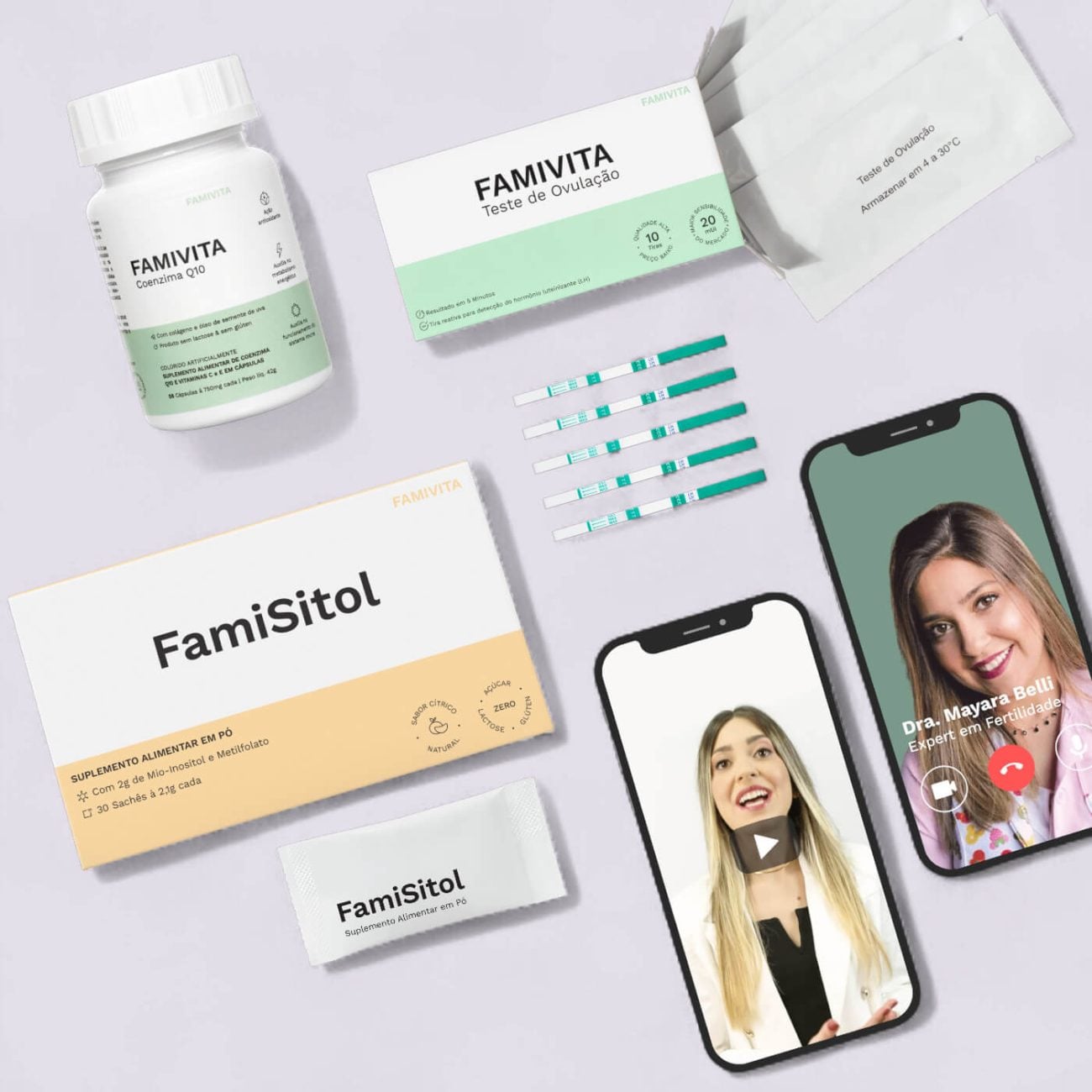 Kit SOP com FamiSitol, Coenzima Q10 e Testes de Ovulação | Famivita